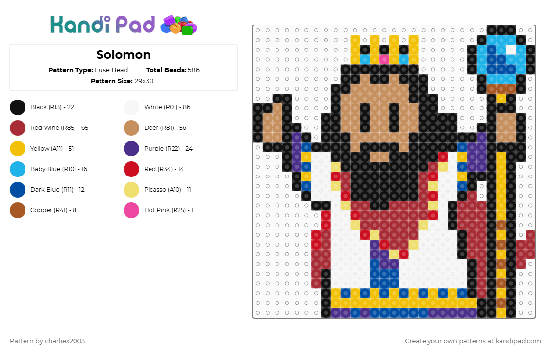 Solomon Fuse Bead Pattern - Kandi Pad | Kandi Patterns, Fuse Bead ...