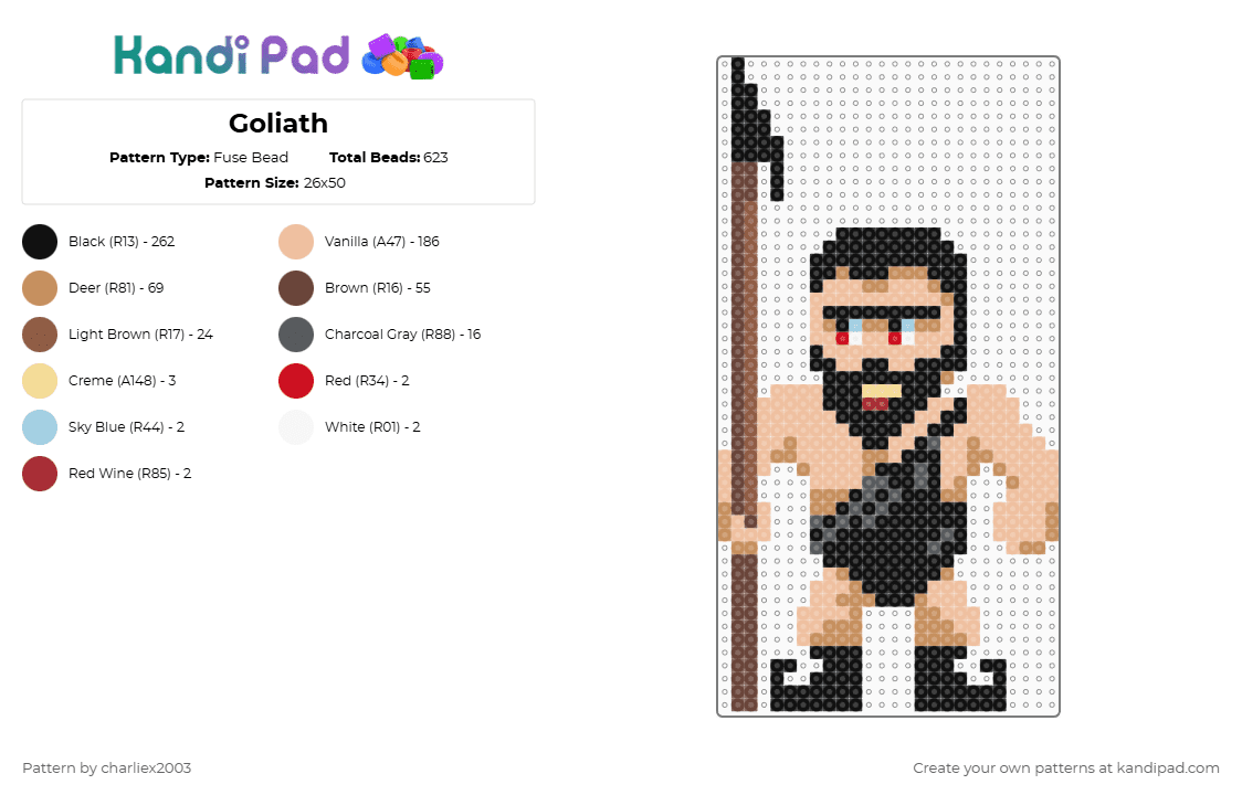 Goliath Fuse Bead Pattern - Kandi Pad | Kandi Patterns, Fuse Bead ...