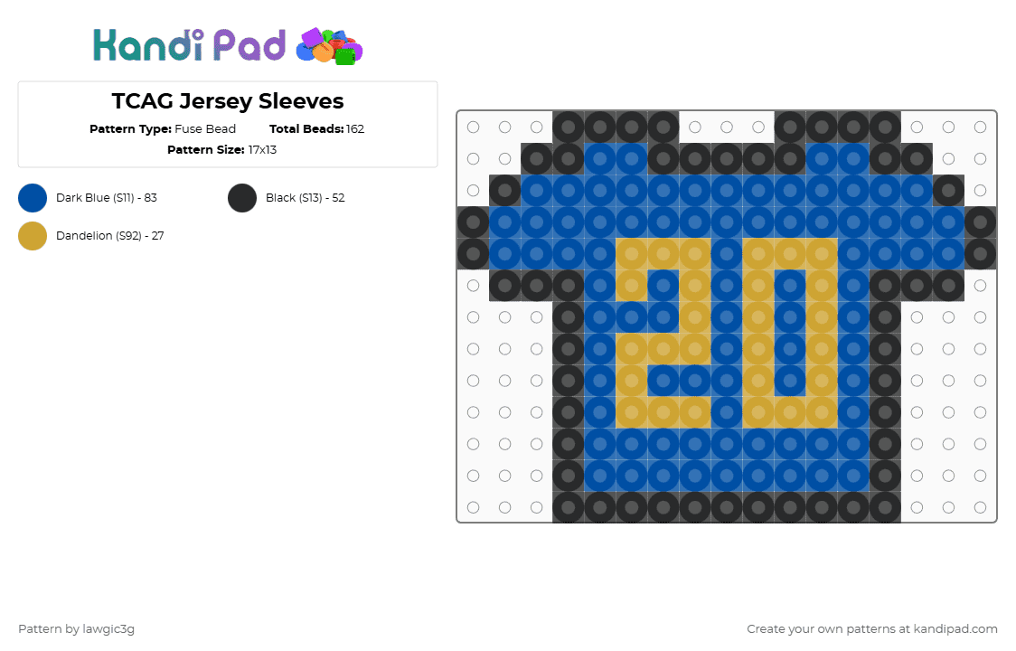 TCAG Jersey Sleeves Fuse Bead Pattern - Kandi Pad | Kandi Patterns ...