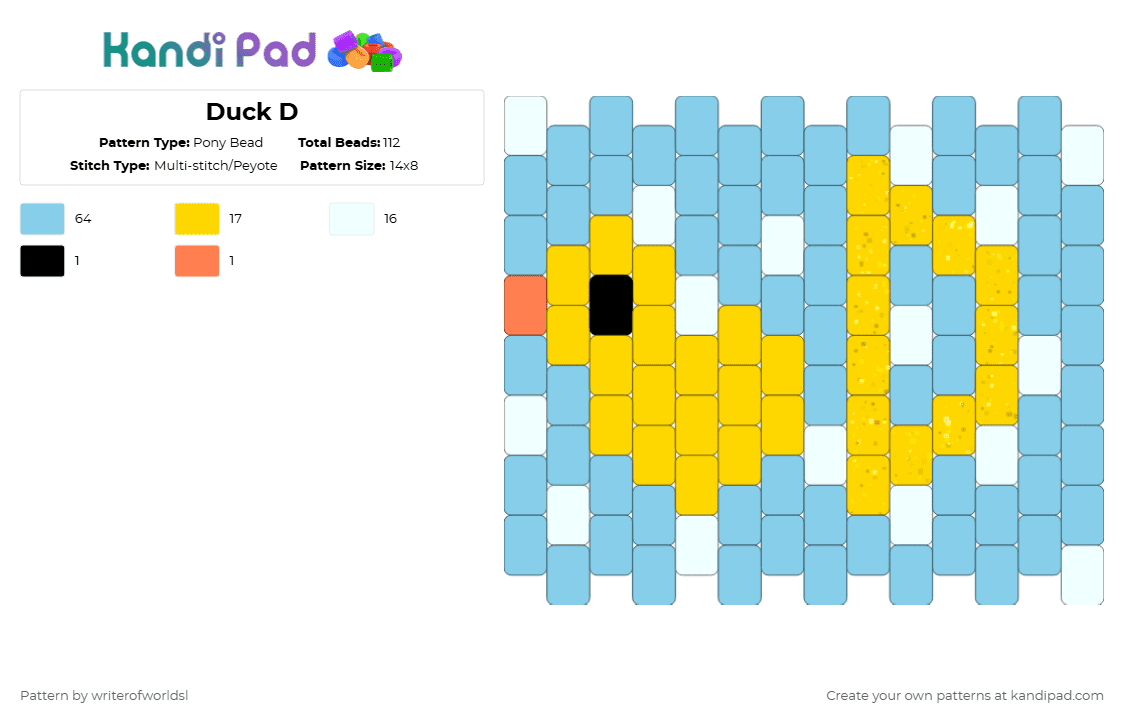 Duck D Pony Bead Pattern - Kandi Pad | Kandi Patterns, Fuse Bead ...