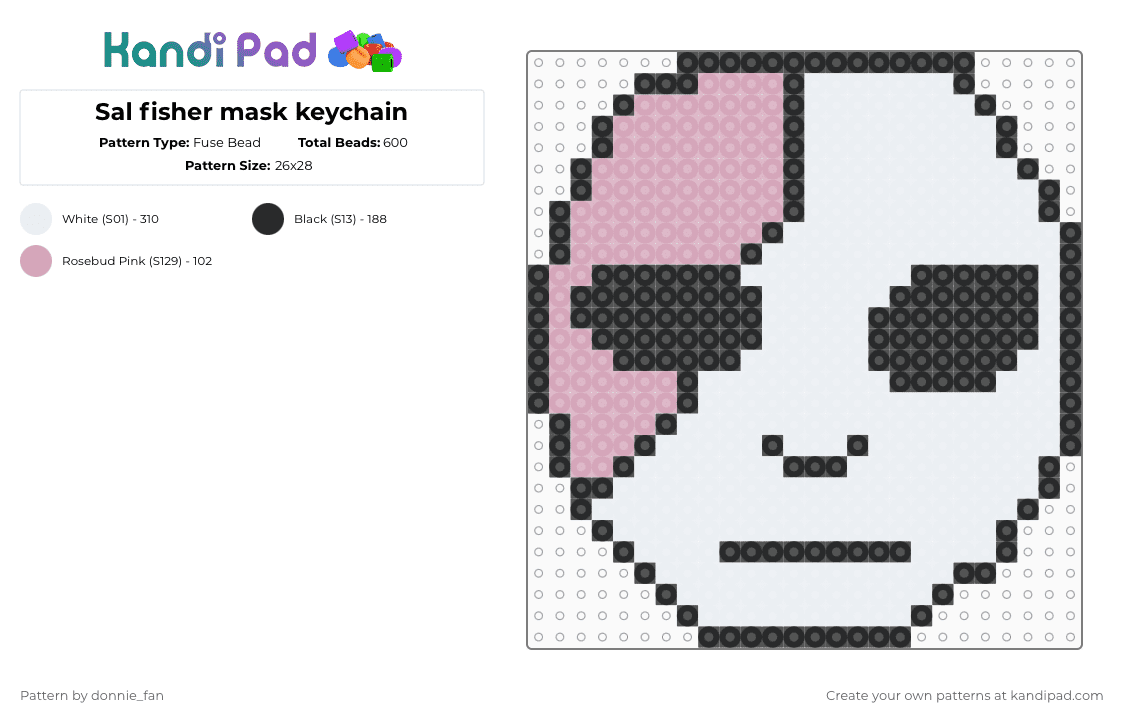 Sal fisher mask keychain Fuse Bead Pattern - Kandi Pad | Kandi Patterns ...