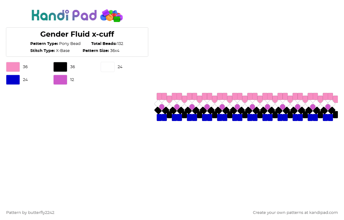 Gender Fluid x-cuff Pony Bead Pattern - Kandi Pad | Kandi Patterns ...