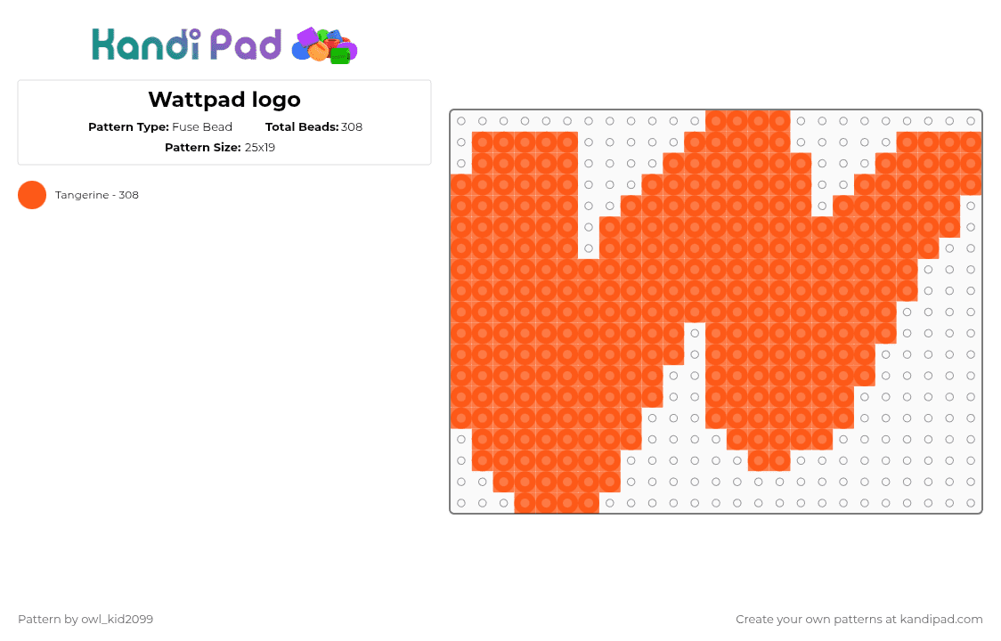 Wattpad logo Fuse Bead Pattern - Kandi Pad | Kandi Patterns, Fuse Bead ...