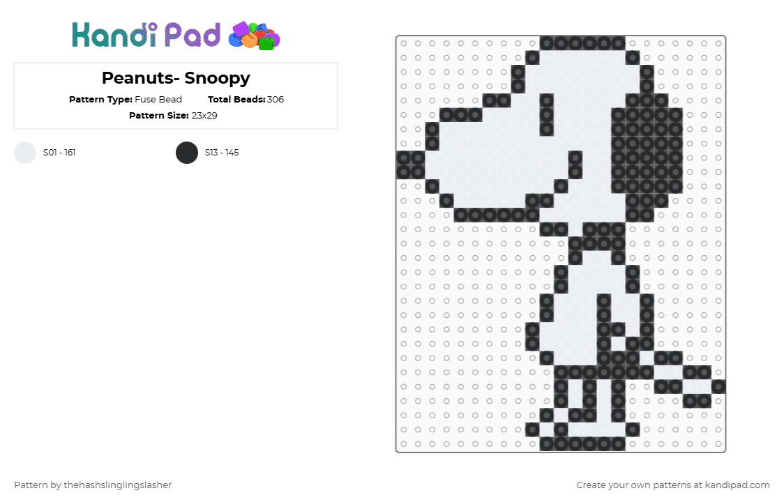 Peanuts- Snoopy Fuse Bead Pattern - Kandi Pad | Kandi Patterns, Fuse ...