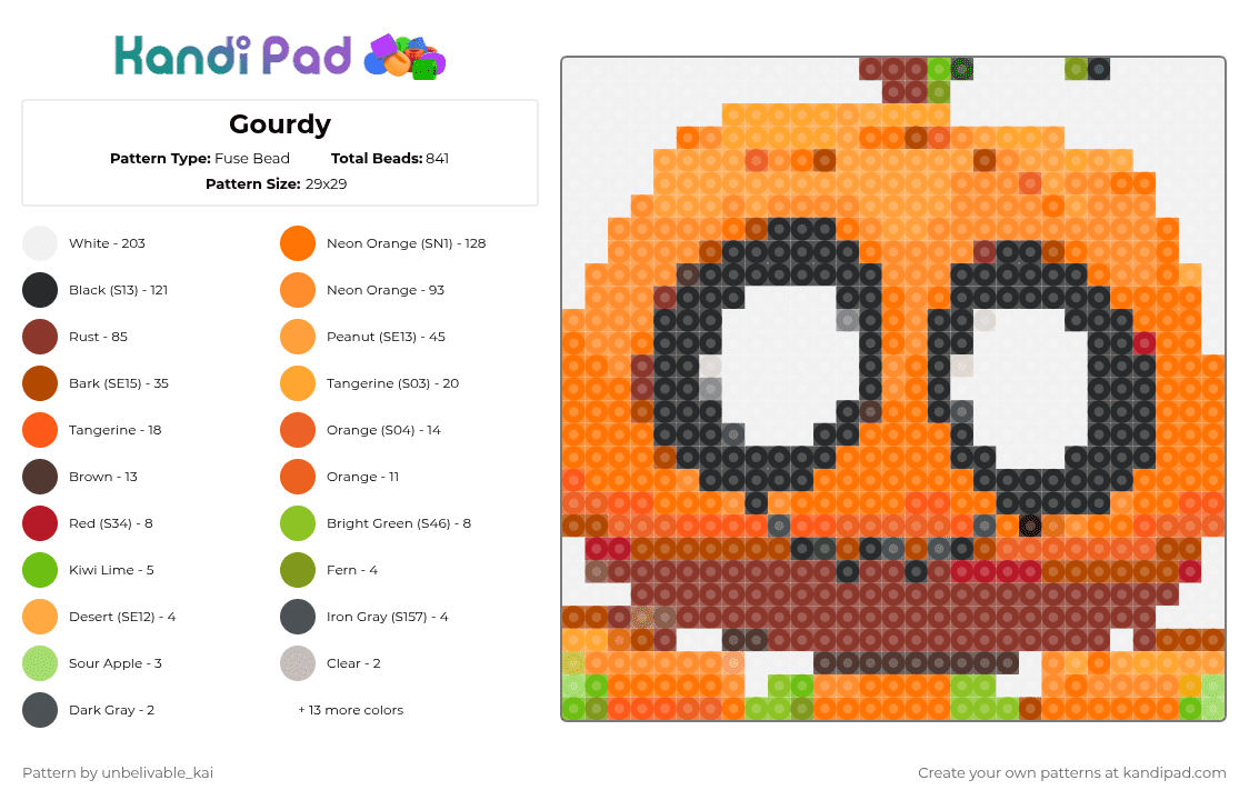 Gourdy Fuse Bead Pattern - Kandi Pad | Kandi Patterns, Fuse Bead ...