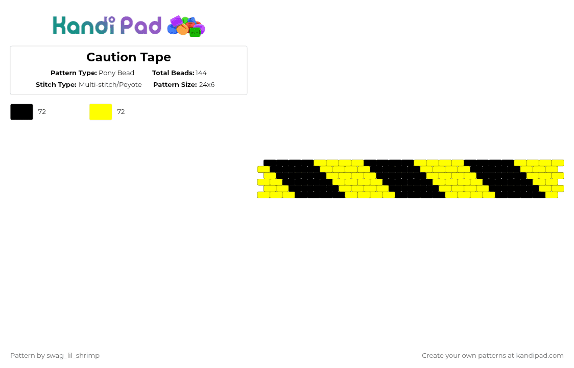Caution Tape Pony Bead Pattern - Kandi Pad | Kandi Patterns, Fuse Bead ...