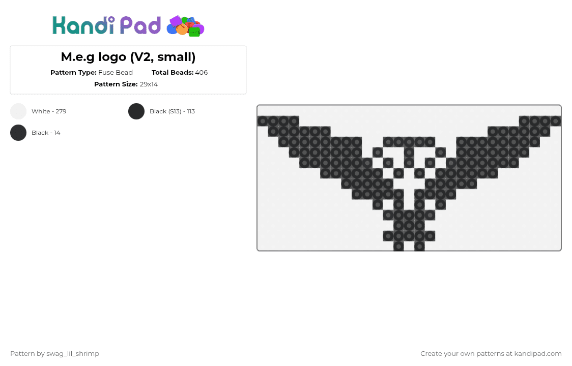 M.e.g logo (V2, Small) Fuse Bead Pattern - Kandi Pad | Kandi Patterns ...