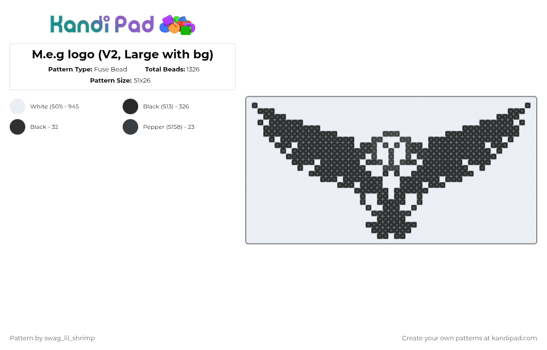 M.e.g logo (V2, Large with bg) Fuse Bead Pattern - Kandi Pad | Kandi ...
