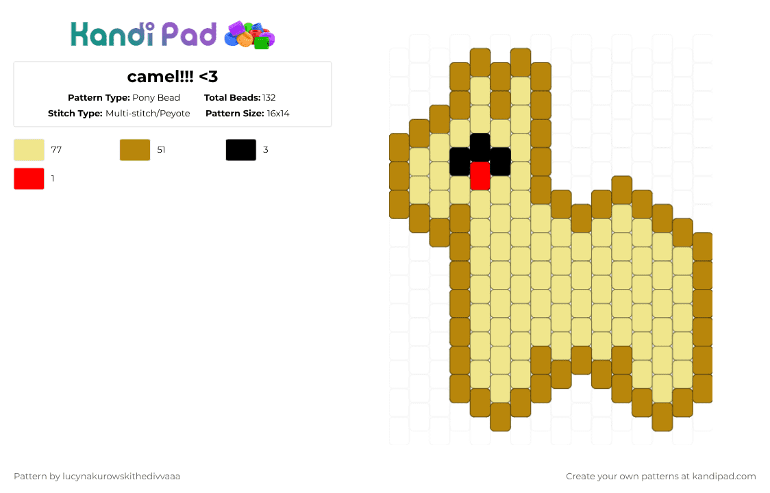 Camel!!! Pony Bead Pattern - Kandi Pad | Kandi Patterns, Fuse Bead ...