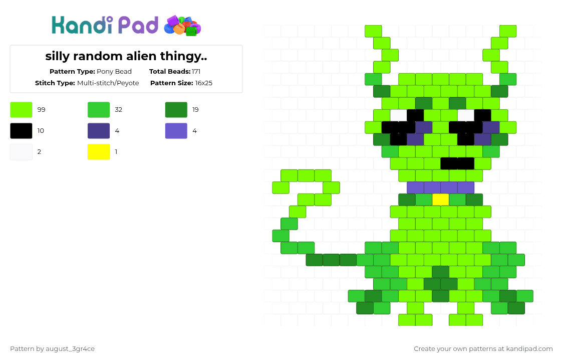 Silly random alien thingy.. Pony Bead Pattern - Kandi Pad | Kandi ...