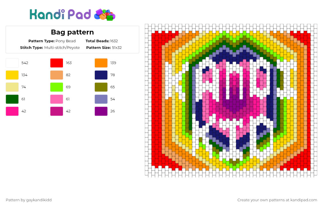 Bag pattern Pony Bead Pattern - Kandi Pad | Kandi Patterns, Fuse Bead ...