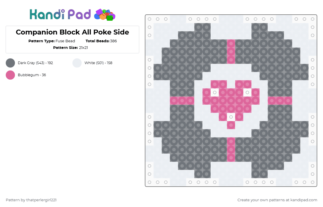 Companion Block All Poke Side Fuse Bead Pattern - Kandi Pad | Kandi ...