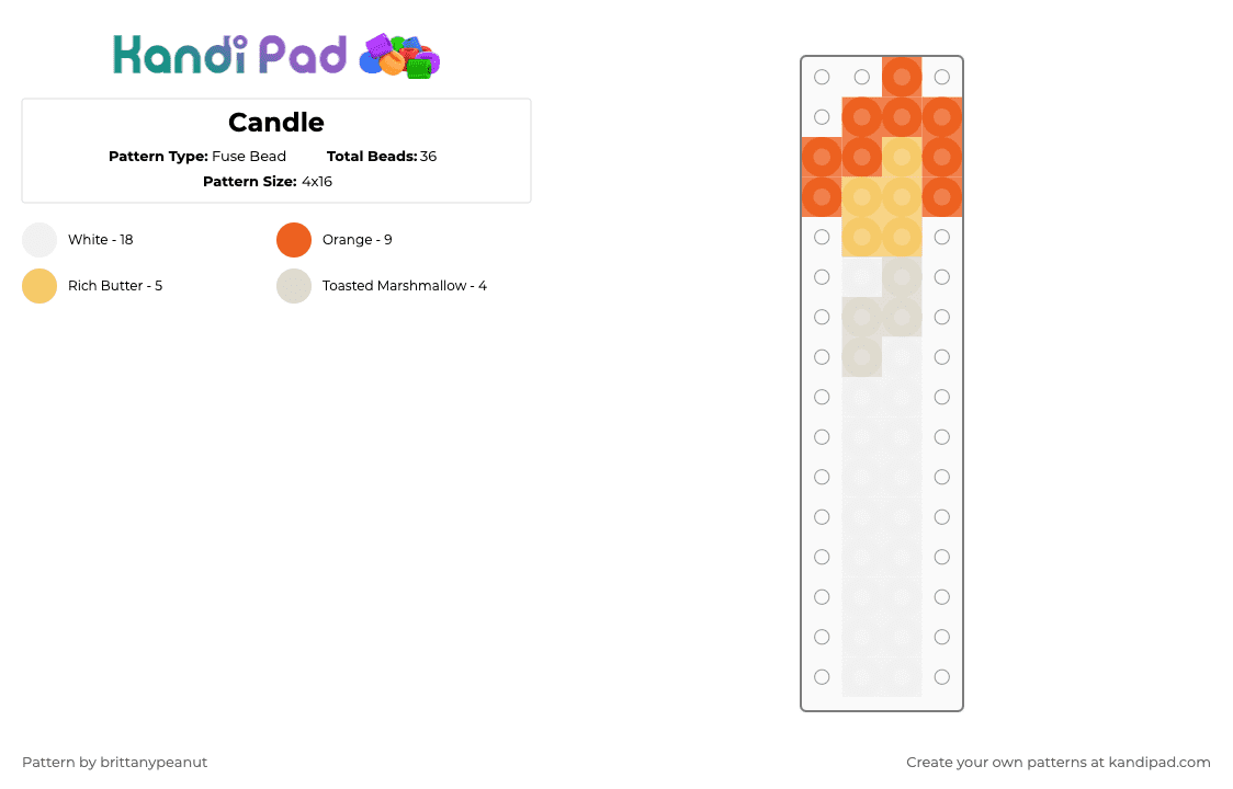 Candle Fuse Bead Pattern - Kandi Pad | Kandi Patterns, Fuse Bead ...