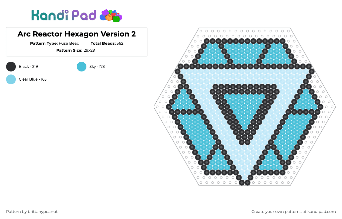 Arc Reactor Hexagon Version 2 Fuse Bead Pattern - Kandi Pad | Kandi ...