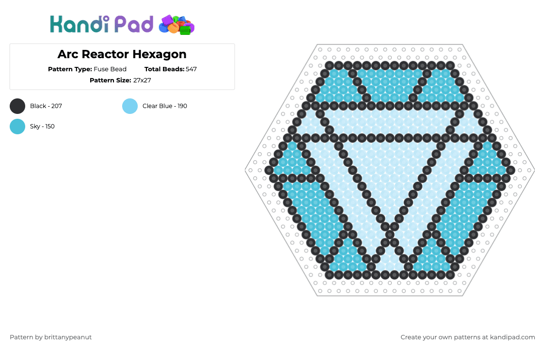 Arc Reactor Hexagon Fuse Bead Pattern - Kandi Pad | Kandi Patterns ...