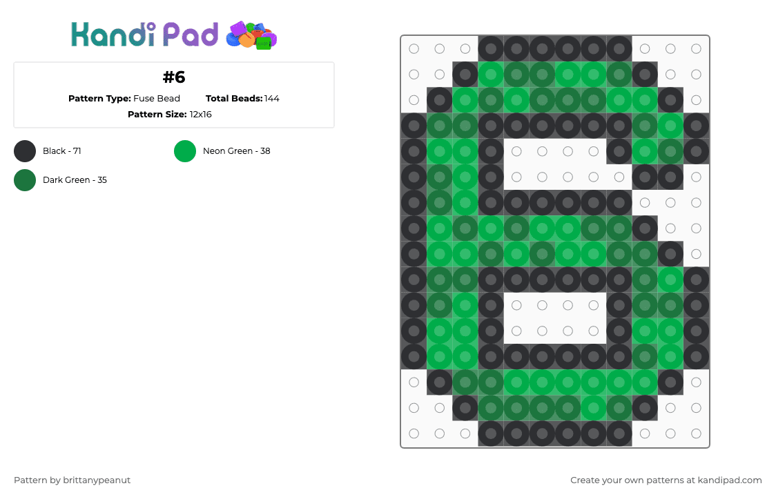 #6 Fuse Bead Pattern - Kandi Pad | Kandi Patterns, Fuse Bead Patterns ...