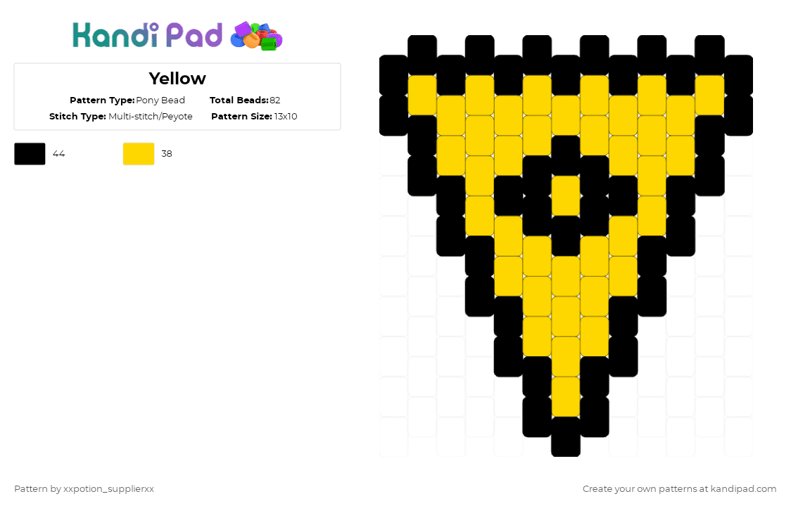 Yellow Pony Bead Pattern - Kandi Pad | Kandi Patterns, Fuse Bead ...