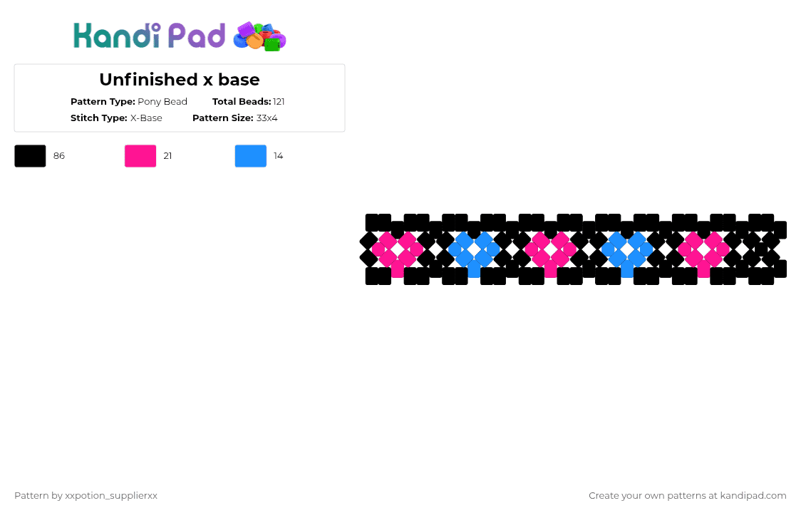 Unfinished x base Pony Bead Pattern - Kandi Pad | Kandi Patterns, Fuse ...