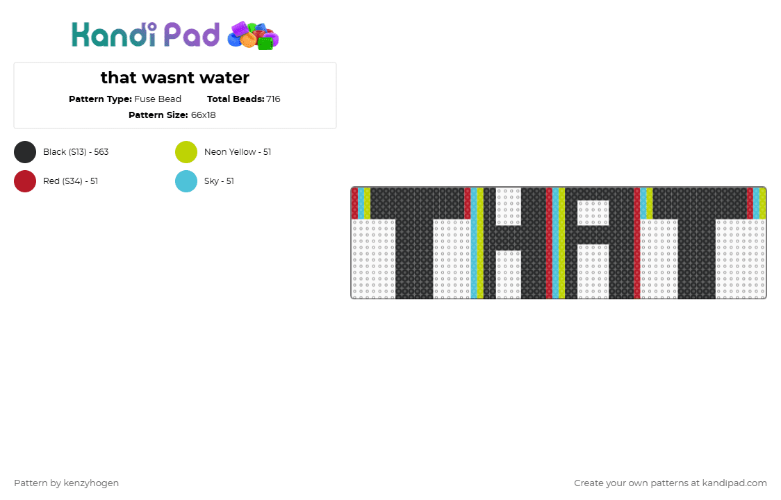 That wasnt water Fuse Bead Pattern - Kandi Pad | Kandi Patterns, Fuse ...
