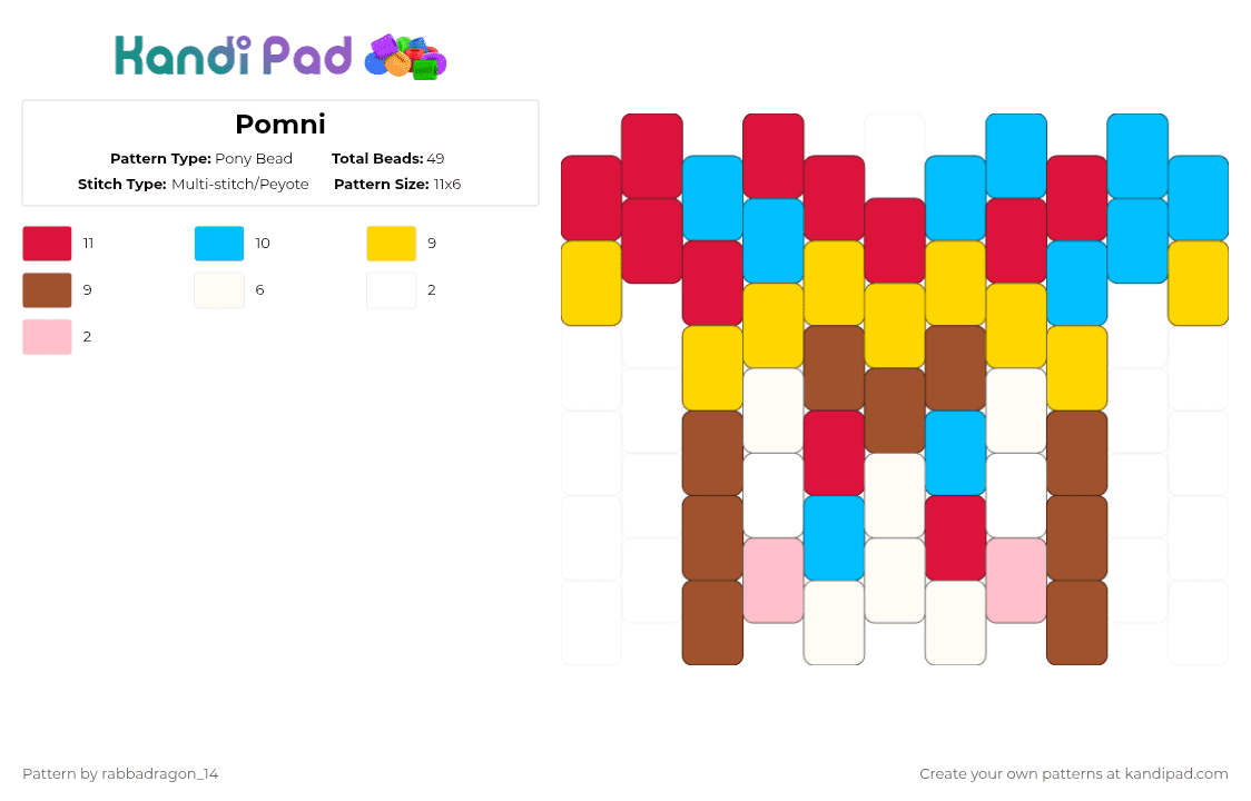 Pomni Pony Bead Pattern - Kandi Pad | Kandi Patterns, Fuse Bead ...