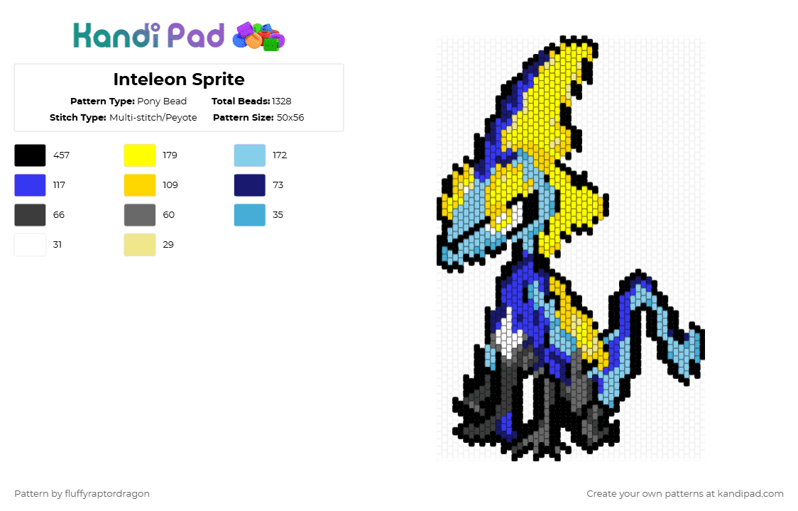 Inteleon Sprite Pony Bead Pattern - Kandi Pad | Kandi Patterns, Fuse ...