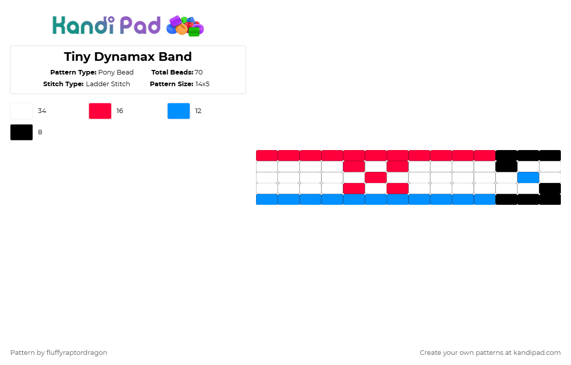 Tiny Dynamax Band Pony Bead Pattern - Kandi Pad | Kandi Patterns, Fuse ...