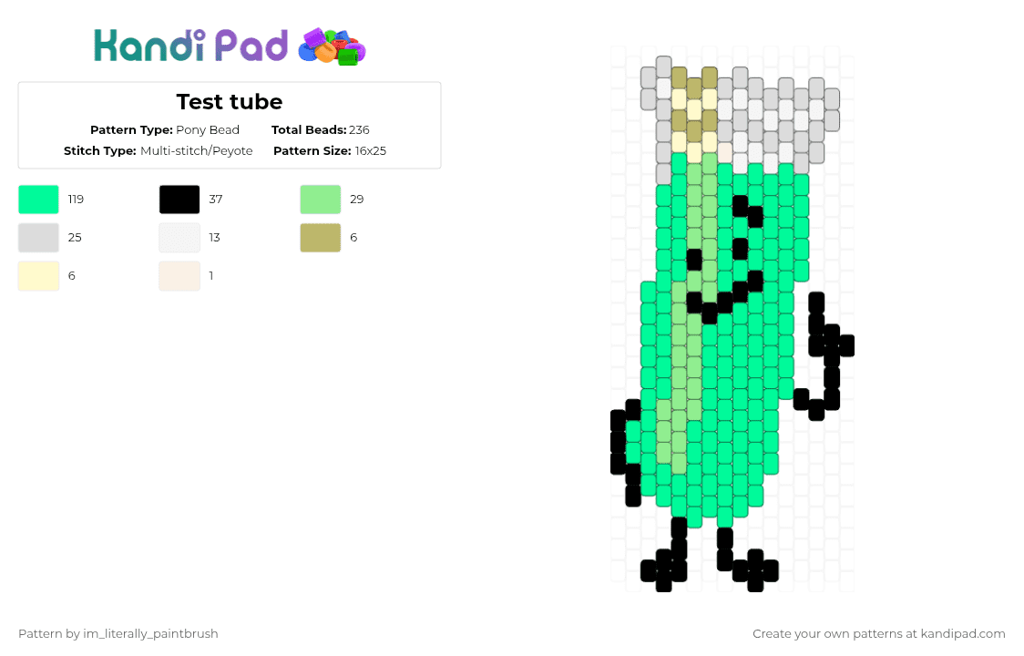 Test tube Pony Bead Pattern - Kandi Pad | Kandi Patterns, Fuse Bead ...