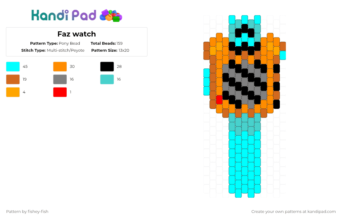 Faz watch Pony Bead Pattern - Kandi Pad | Kandi Patterns, Fuse Bead ...