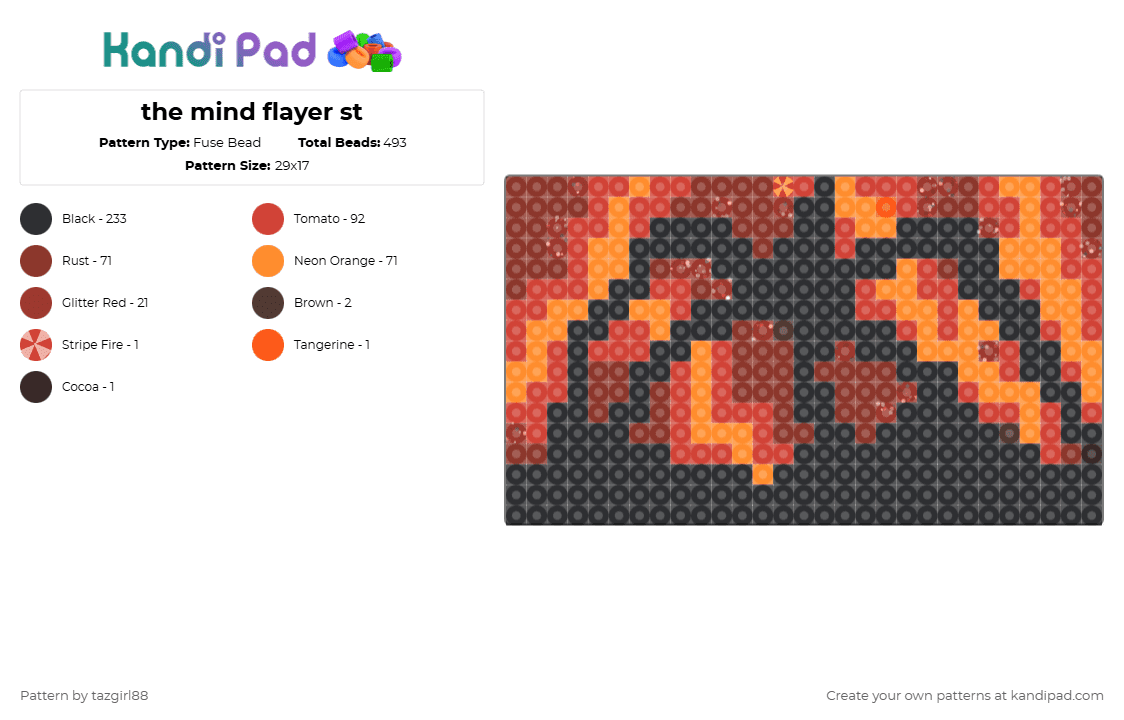 The mind flayer st Fuse Bead Pattern - Kandi Pad | Kandi Patterns, Fuse ...