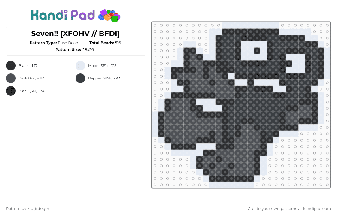 Seven!! [XFOHV // BFDI] Fuse Bead Pattern - Kandi Pad | Kandi Patterns ...