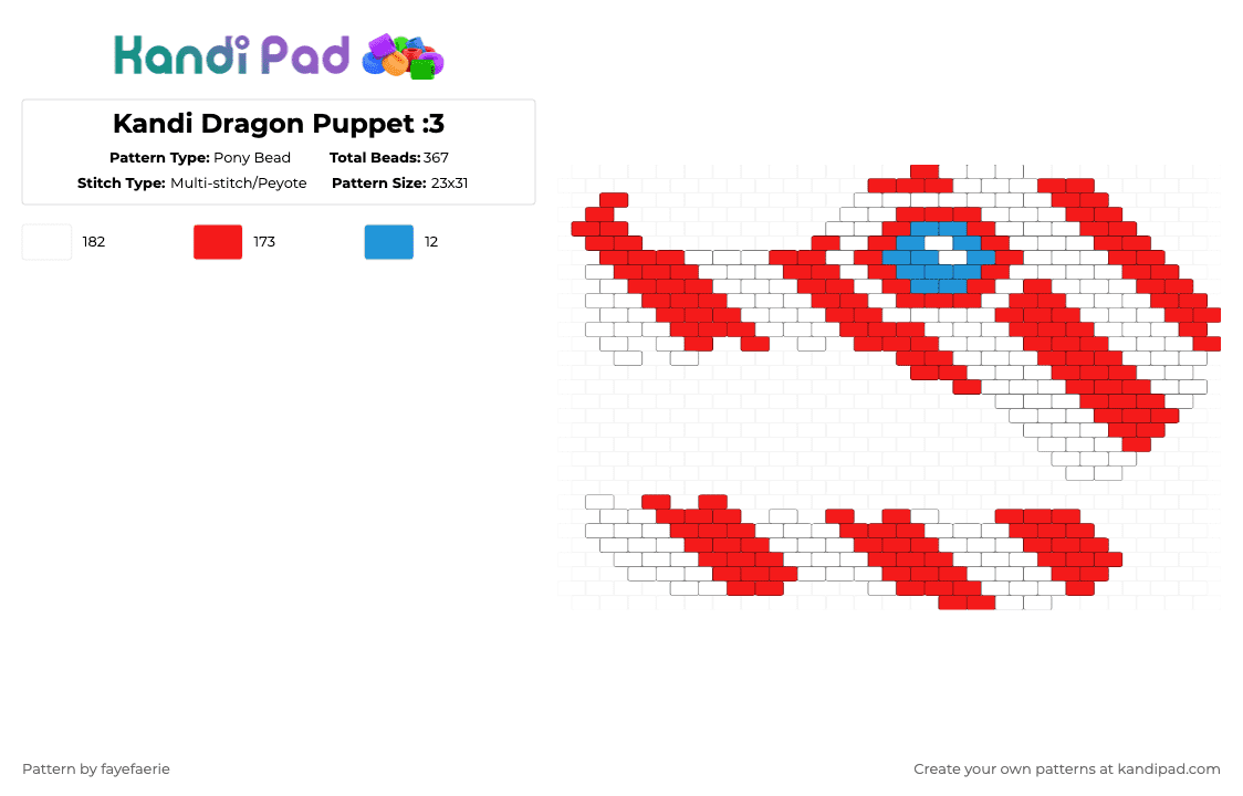 Kandi Dragon Puppet :3 Pony Bead Pattern - Kandi Pad | Kandi Patterns ...