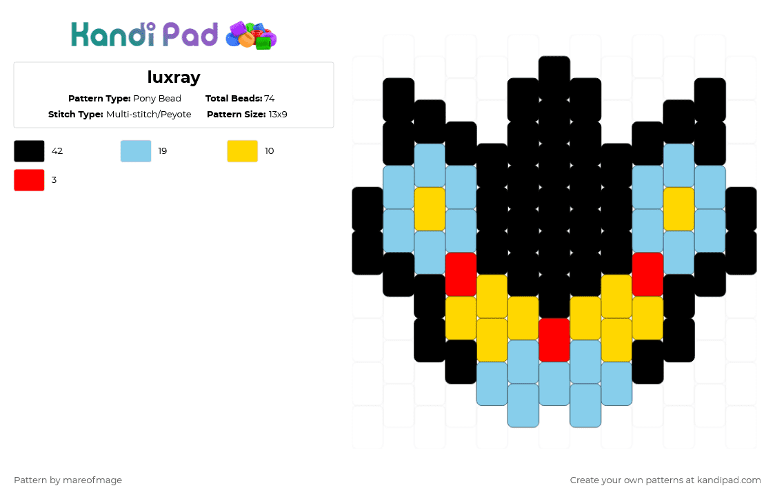 Luxray Pony Bead Pattern - Kandi Pad | Kandi Patterns, Fuse Bead ...