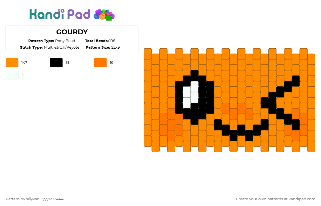 GOURDY Pony Bead Pattern - Kandi Pad | Kandi Patterns, Fuse Bead ...