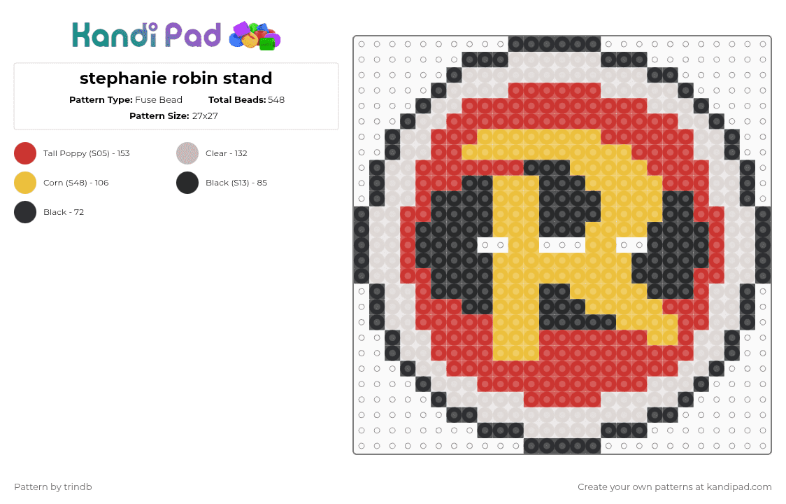 Stephanie robin stand Fuse Bead Pattern - Kandi Pad | Kandi Patterns ...