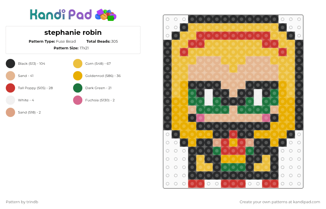 Stephanie robin Fuse Bead Pattern - Kandi Pad | Kandi Patterns, Fuse ...