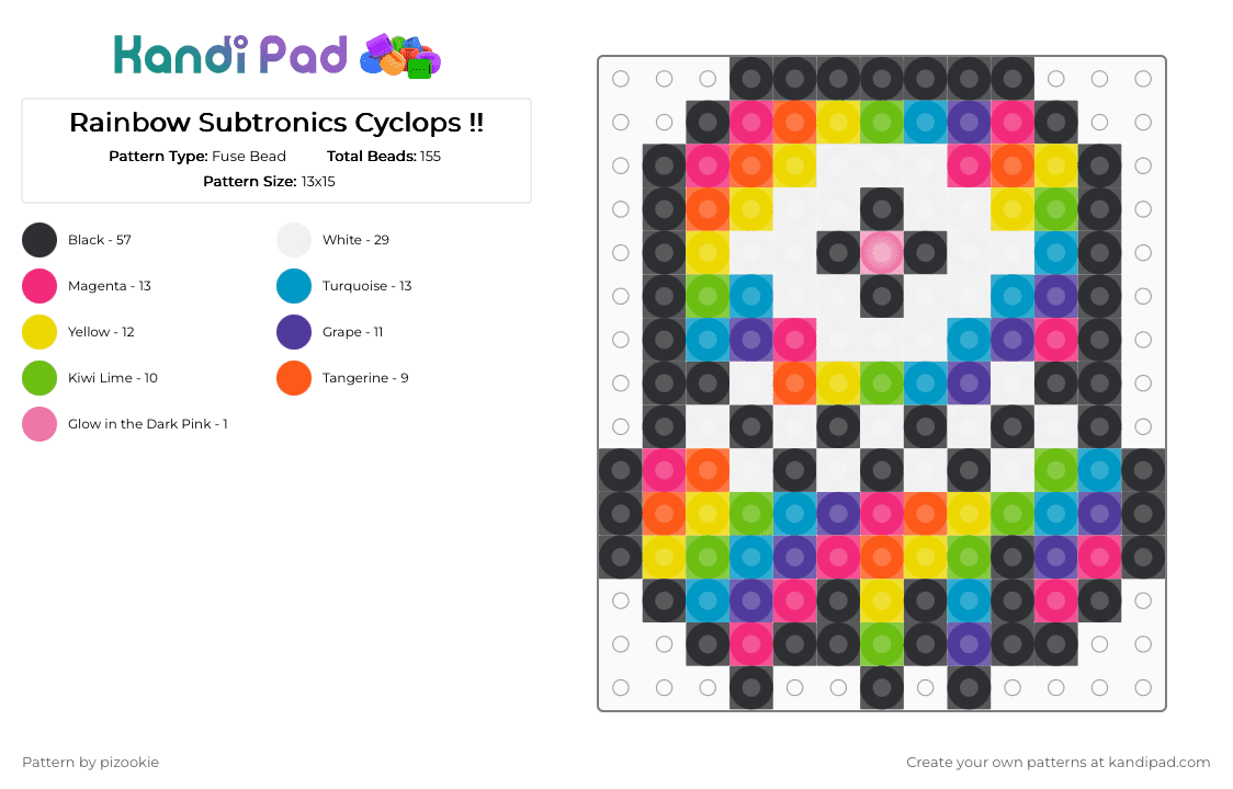 Rainbow Subtronics Cyclops !! Fuse Bead Pattern - Kandi Pad | Kandi ...