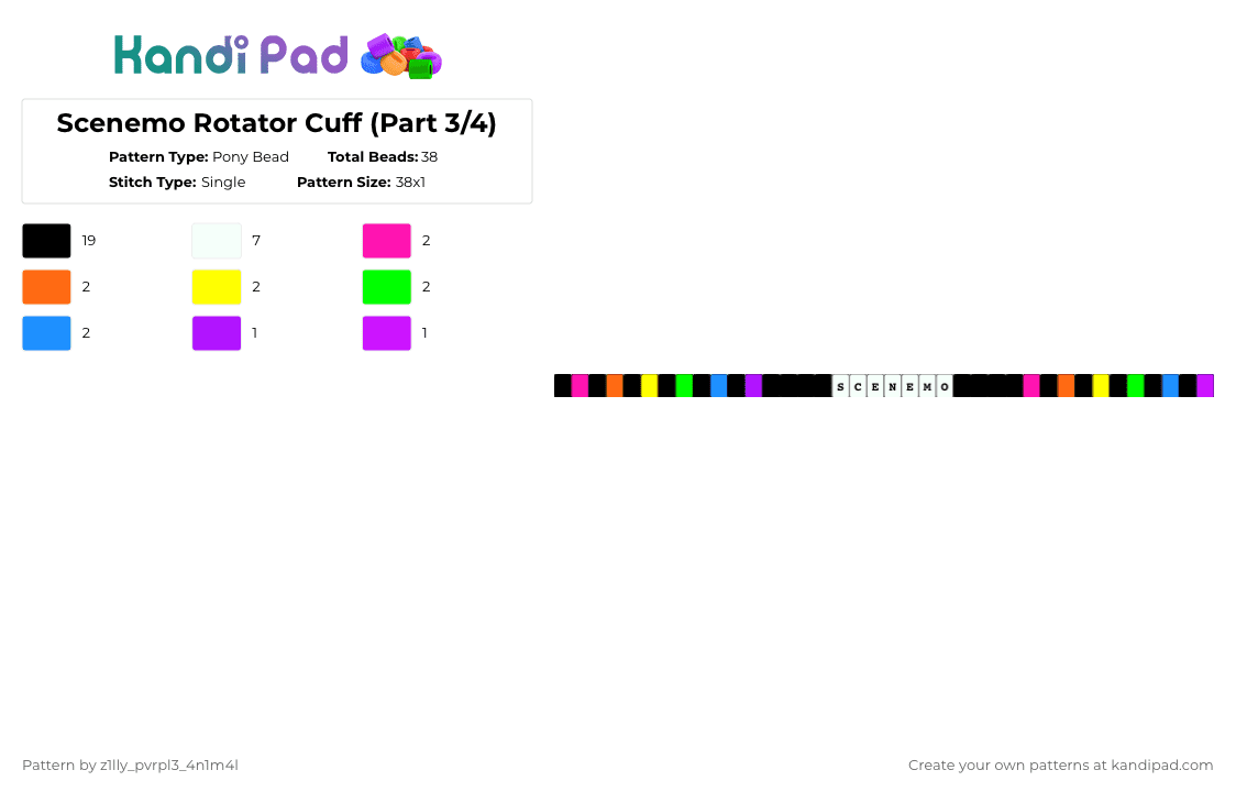 Scenemo Rotator Cuff (Part 3/4) Pony Bead Pattern - Kandi Pad | Kandi ...