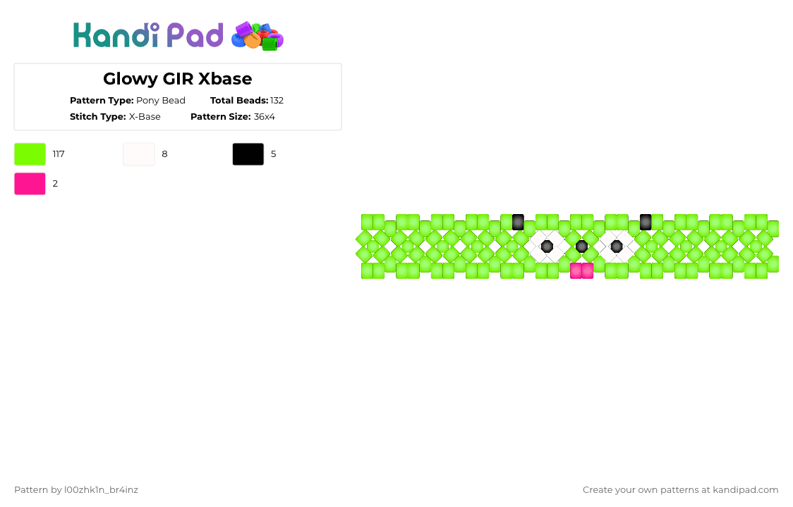 Glowy GIR Xbase Pony Bead Pattern - Kandi Pad | Kandi Patterns, Fuse ...
