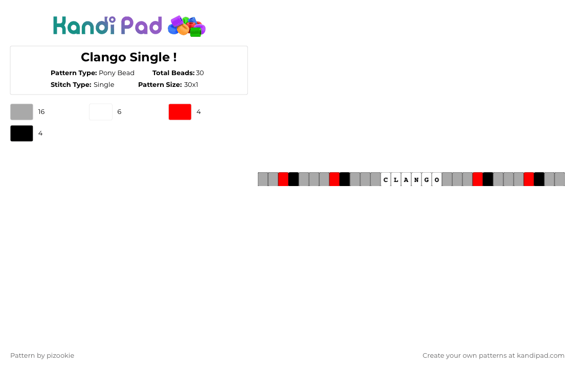 Clango Single ! Pony Bead Pattern - Kandi Pad | Kandi Patterns, Fuse ...