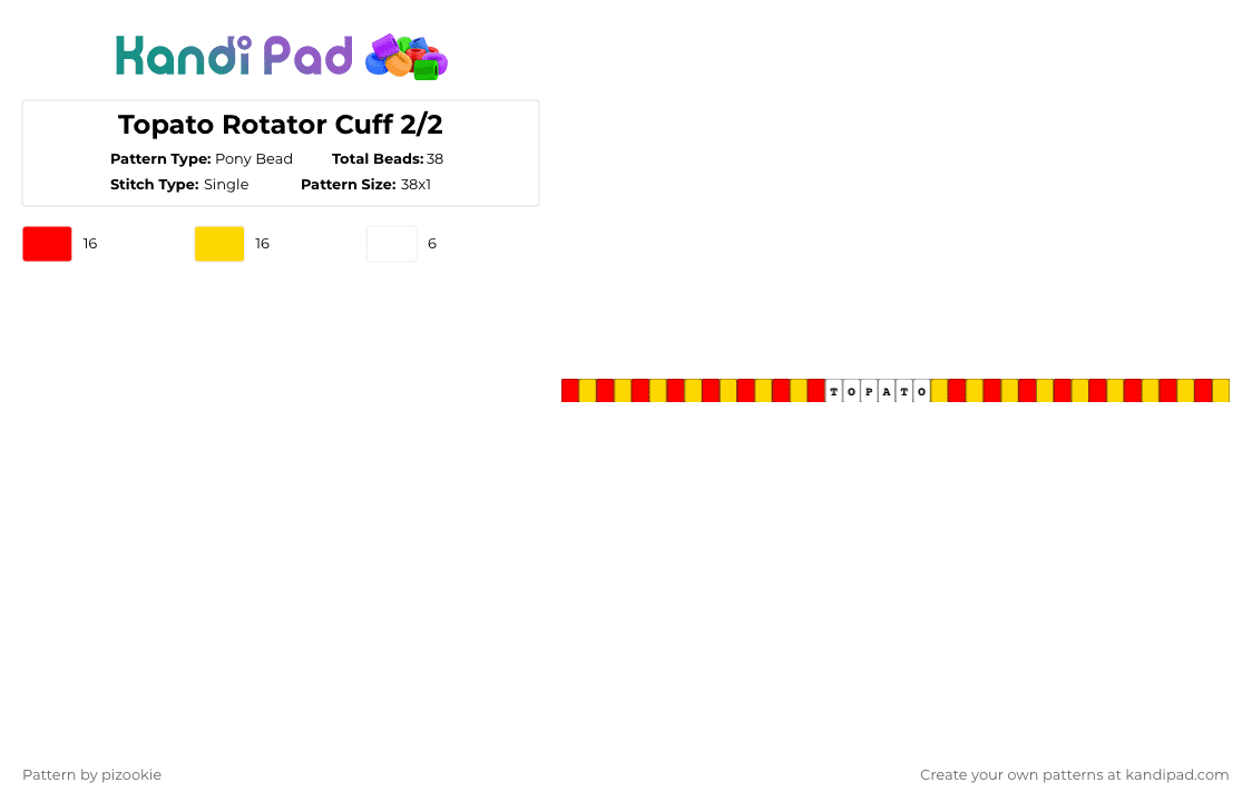 Topato Rotator Cuff 2/2 Pony Bead Pattern - Kandi Pad | Kandi Patterns ...