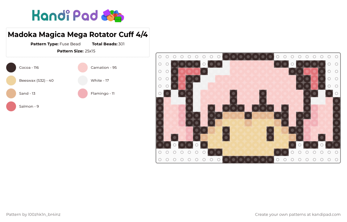 Madoka Magica Mega Rotator Cuff 4/4 Fuse Bead Pattern - Kandi Pad ...