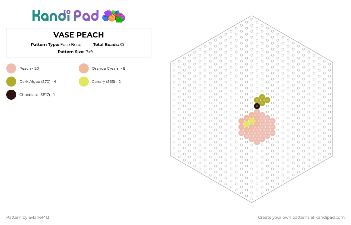 VASE PEACH Fuse Bead Pattern - Kandi Pad | Kandi Patterns, Fuse Bead ...