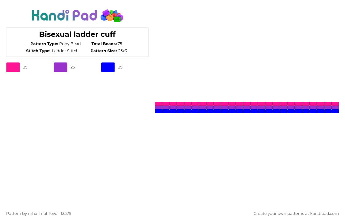 Bisexual ladder cuff Pony Bead Pattern - Kandi Pad | Kandi Patterns ...