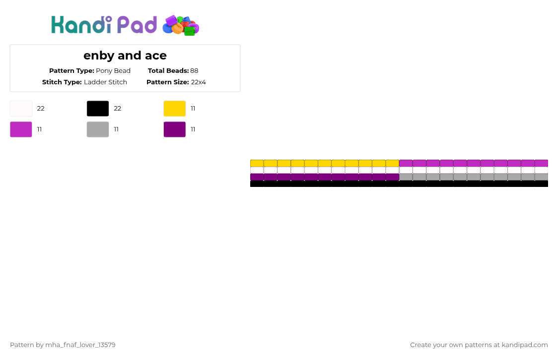 Enby and ace Pony Bead Pattern - Kandi Pad | Kandi Patterns, Fuse Bead ...