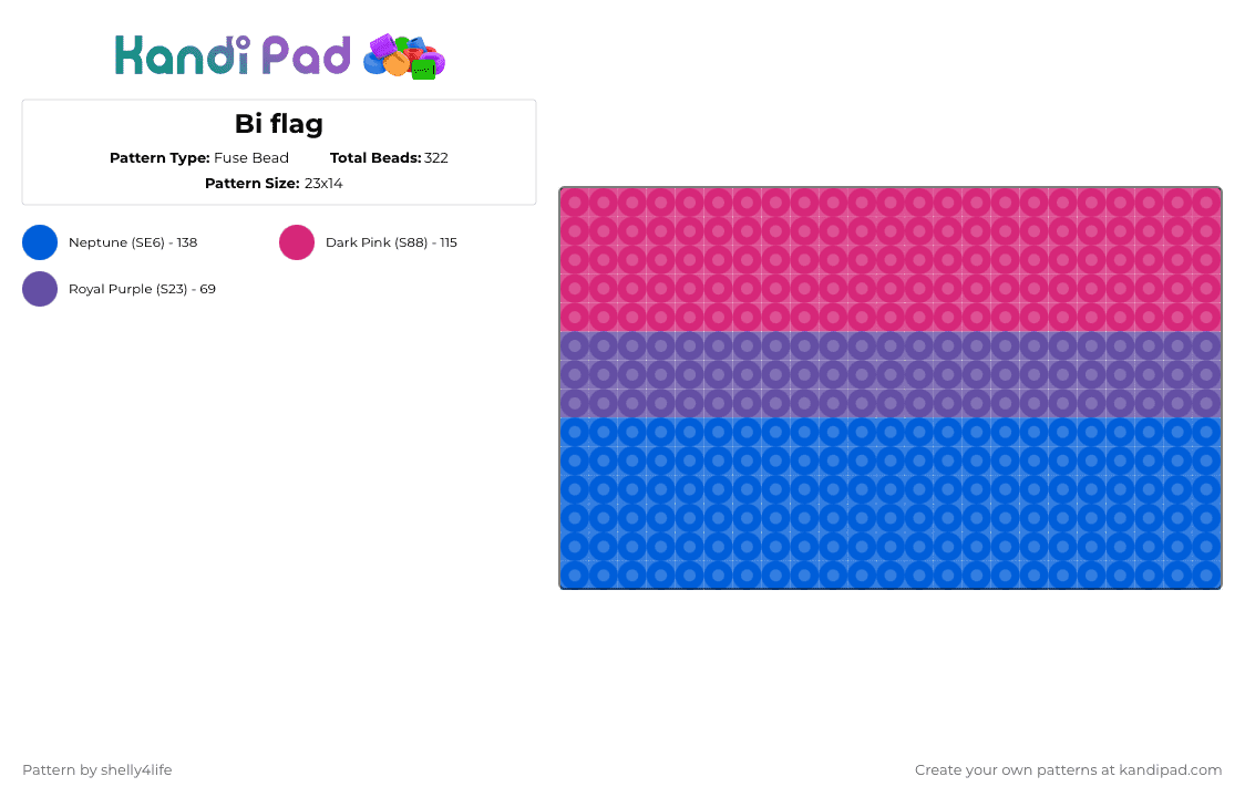 Bi flag Fuse Bead Pattern - Kandi Pad | Kandi Patterns, Fuse Bead ...