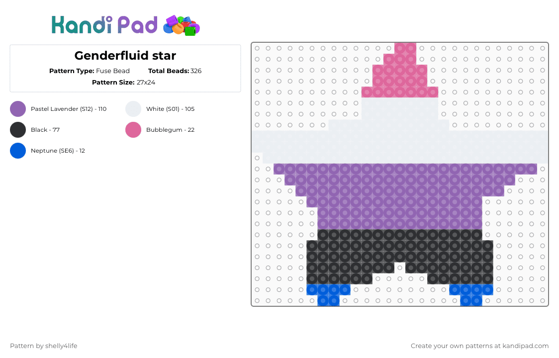 Genderfluid star Fuse Bead Pattern - Kandi Pad | Kandi Patterns, Fuse ...