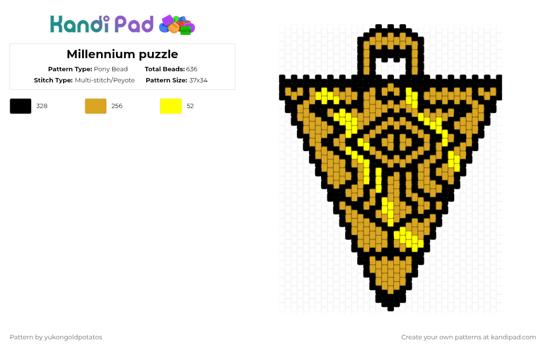 Millennium puzzle Pony Bead Pattern - Kandi Pad | Kandi Patterns, Fuse ...