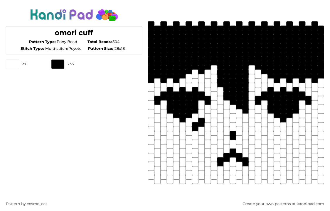 Omori cuff Pony Bead Pattern - Kandi Pad | Kandi Patterns, Fuse Bead ...