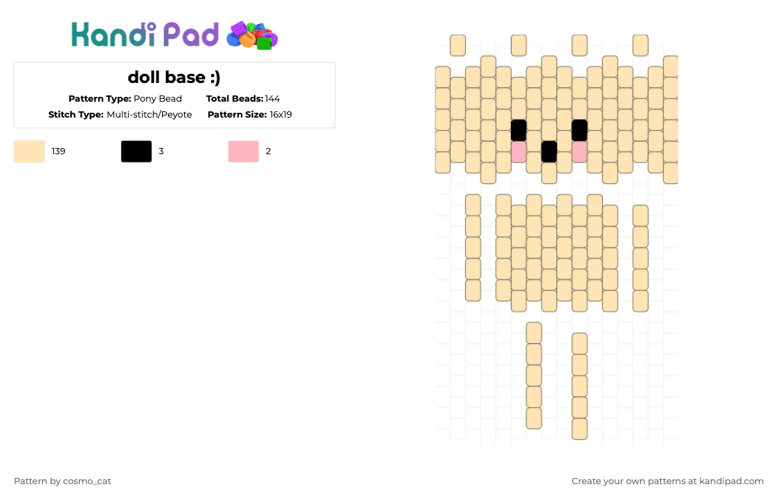 Doll base :) Pony Bead Pattern - Kandi Pad | Kandi Patterns, Fuse Bead ...