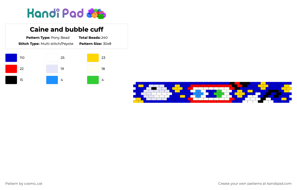 Caine and bubble cuff Pony Bead Pattern - Kandi Pad | Kandi Patterns ...